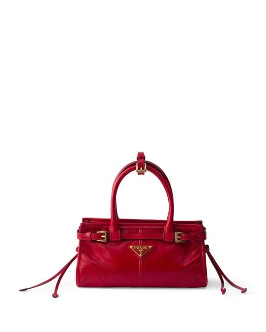 Prada Mini Leather Bonnie Bag In Red Lyst Uk