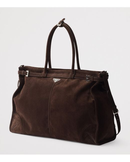 Prada Suede Bonnie Tote Bag In Black Lyst Uk