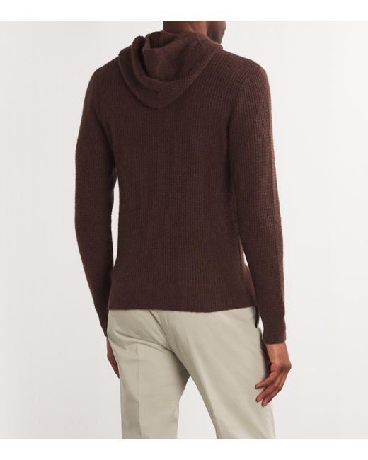 Ralph Lauren Ralph Lauren Label Cashmere-Silk Knitted Hoodie in Brown for Men | Lyst