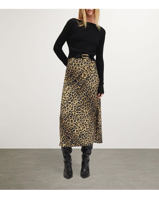 AllSaints Leopard Print 2-In-1 Hera Dress in Black | Lyst