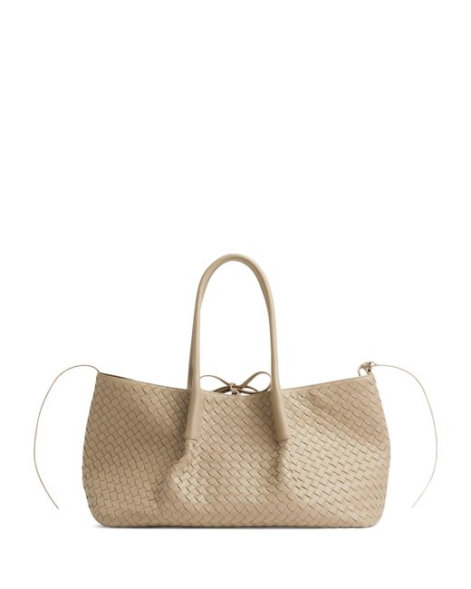 Bottega Veneta Small Leather Reversible Intrecciato Pinacoteca Tote Bag in Natural | Lyst