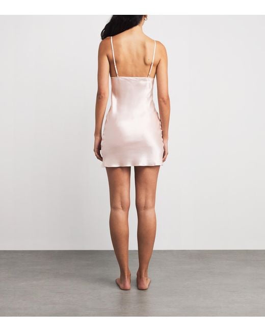 Gilda & Pearl Silk Feather-Trim Taylor Slip Dress in Pink | Lyst