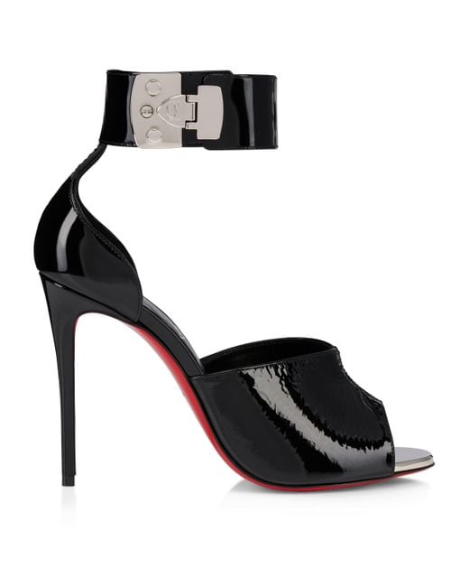 Christian Louboutin Lock Me Up Patent Leather Sandals 100 in Black | Lyst