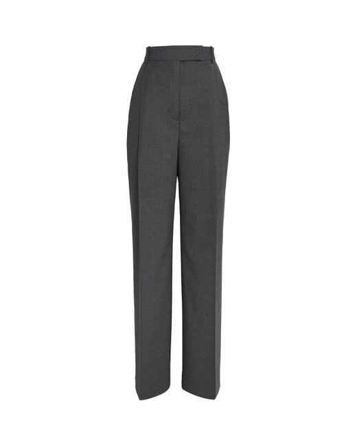 Rohe Virgin Wool Wide-Leg Tailored Trousers in Grey | Lyst UK
