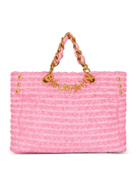 Balmain Tweed-Effect 1945 Soft Tote Bag in Pink | Lyst