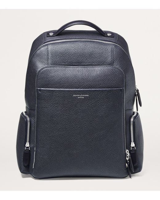 Aspinal of London Pebbled Leather Reporter Zipped Backpack in Blue for ...