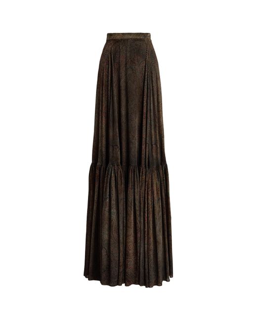 Ralph Lauren Velvet Devoré Carlita Maxi Skirt in Black | Lyst