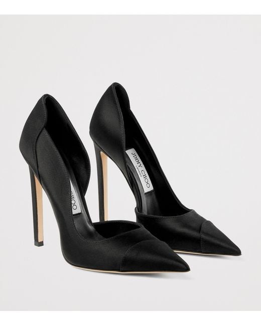 Jimmy Choo Brigitte 120 Satin Pumps in Black | Lyst UK