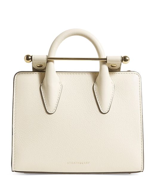 Strathberry Leather Nano Tote Bag in Natural | Lyst UK