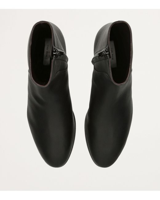 The Row Supple Leather Hereditas Ankle Boots in Black | Lyst