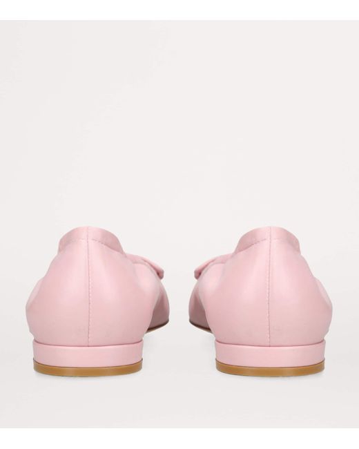Stuart Weitzman Leather Bria Ballet Flats in Pink | Lyst