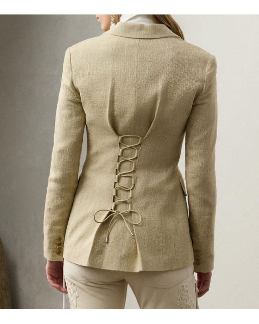 Ralph Lauren Lace-Up Safia Blazer in Natural | Lyst