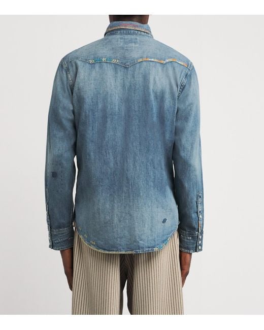 Polo Ralph Lauren Embroidered Denim Overshirt in Blue for Men | Lyst
