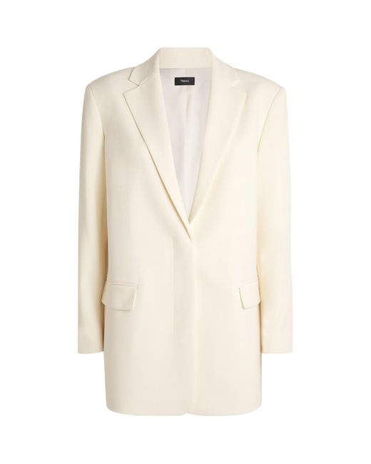 Theory Crepe Relax Blazer in White | Lyst
