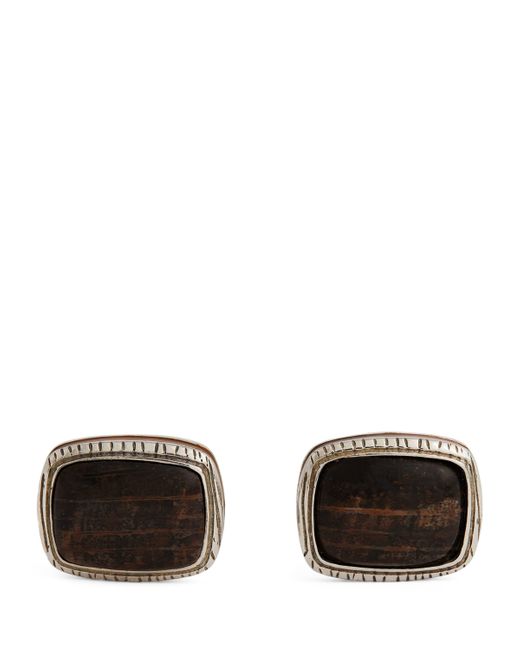 Tateossian And Oak Wood Cufflinks in Black for Men | Lyst UK