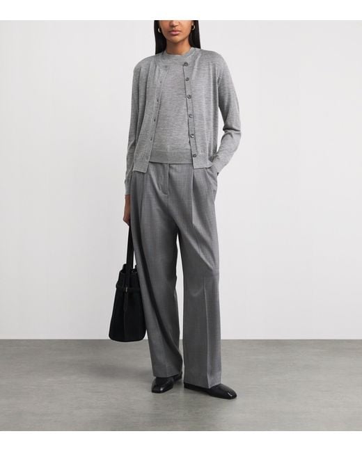 Johnstons of Elgin Cashmere Honor Cardigan in Gray | Lyst