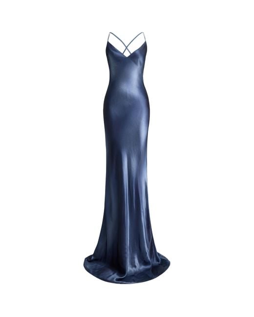 Ralph Lauren Autumn Crystal Strappy Evening Dress in Blue | Lyst