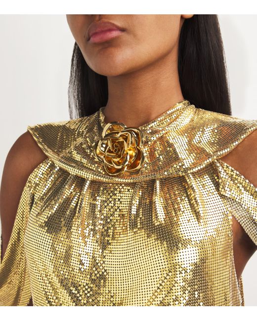 Rabanne Chainmail Draped Maxi Dress in Metallic | Lyst