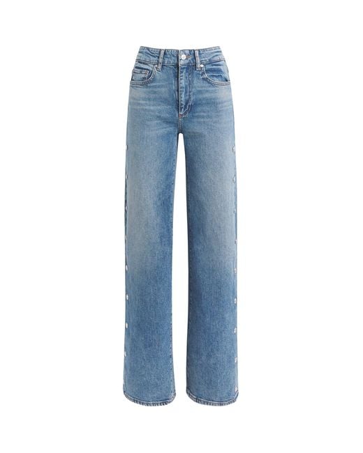 PAIGE Sasha Side Snap Jeans in Blue | Lyst UK