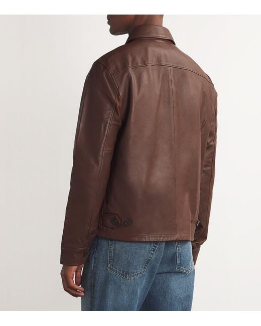 Polo Ralph Lauren Lambskin Windbreaker Leather Jacket in Brown for Men | Lyst
