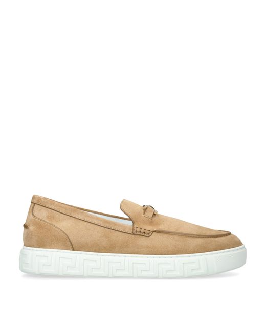 Versace Suede Medusa Loafers in Natural for Men | Lyst