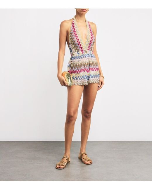 Missoni Crochet Halterneck Playsuit in White | Lyst