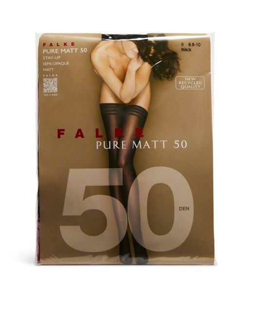 FALKE Pure Matt 50 Hold-Up Stockings in Green | Lyst