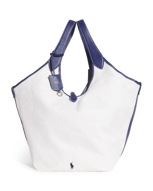 Polo Ralph Lauren Large Leather Polo Play Tote Bag in Blue | Lyst