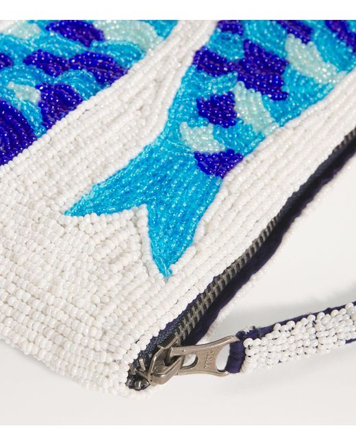 The Jacksons Beaded Fish Clutch Bag in Blue | Lyst