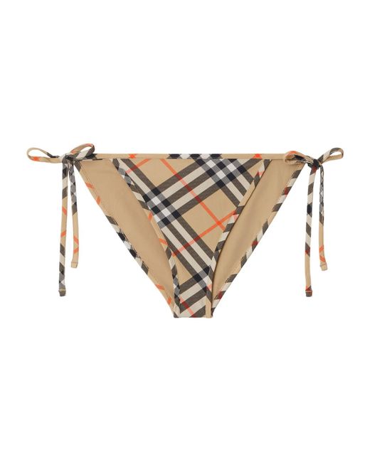 Burberry Check Bikini Bottoms in Natural | Lyst