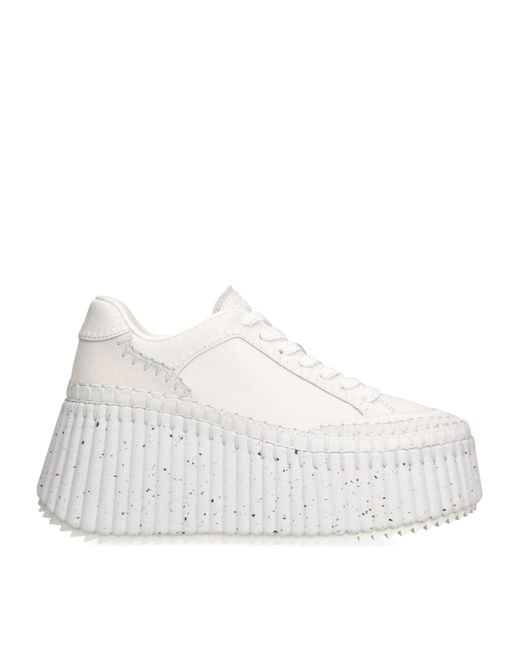 Chloé Leather Nama Runner Platform Sneakers in White | Lyst