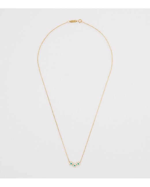 Jennifer Meyer Mini, Diamond And Flower Necklace in Metallic | Lyst UK