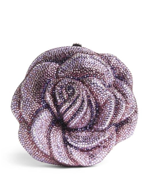 Judith Leiber Crystal-Embellished Rose Clutch Bag in Purple | Lyst UK