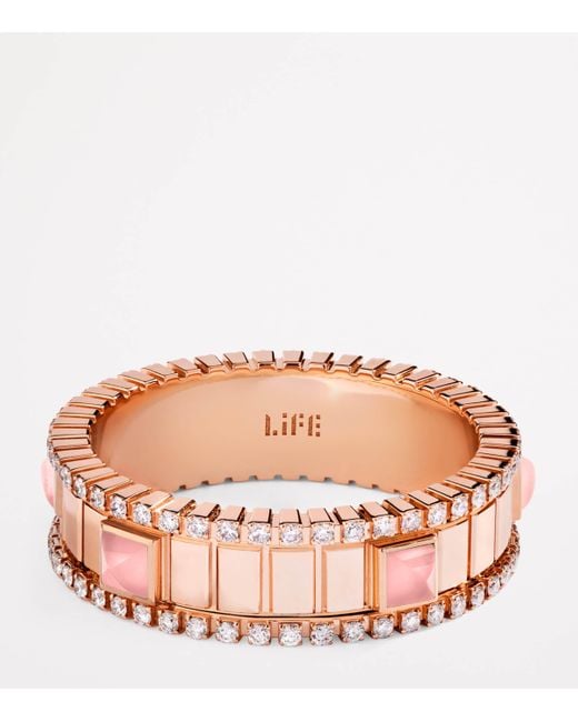 Marli New York Diamond And Quartzite Life Spinning Ring in Pink | Lyst
