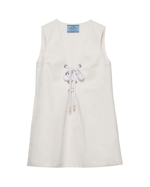 Prada Satin Mini Dress in White | Lyst UK