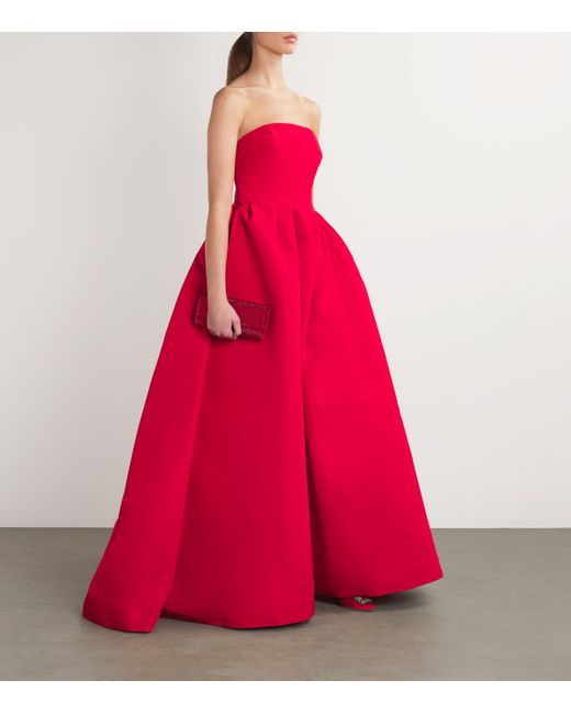 Carolina Herrera Silk Strapless Ball Gown in Red | Lyst