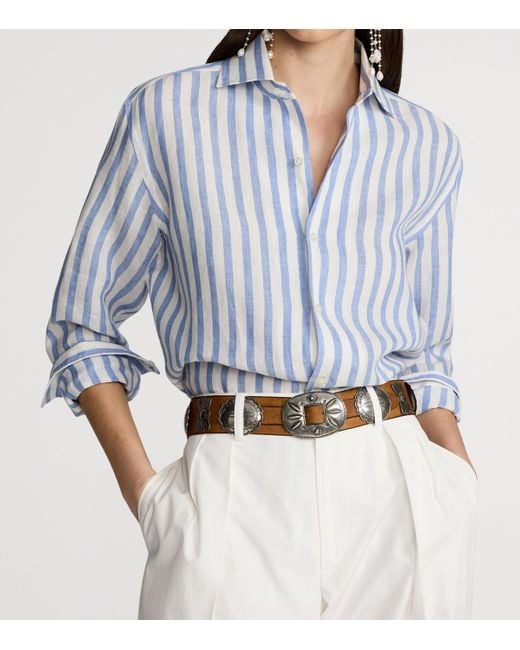 Ralph Lauren Linen Capri Shirt in Blue | Lyst