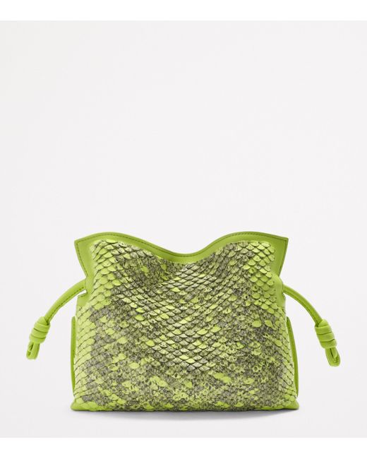 Loewe Mini Snakeskin Scales Flamenco Clutch in Green | Lyst
