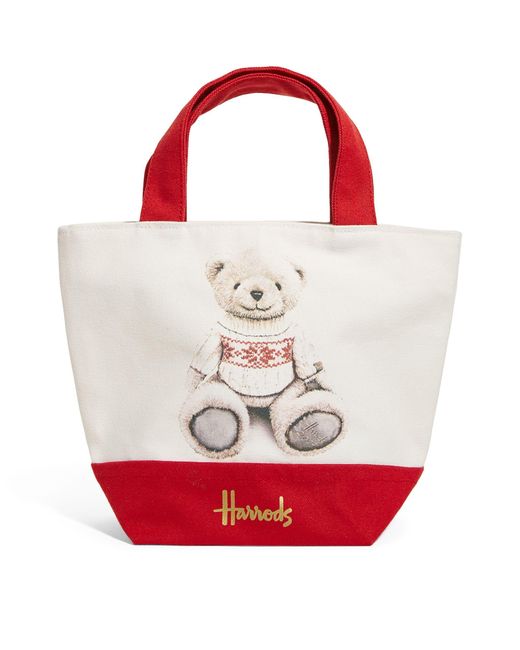 Harrods Small Cotton Christmas Bear Tote Bag in Red | Lyst
