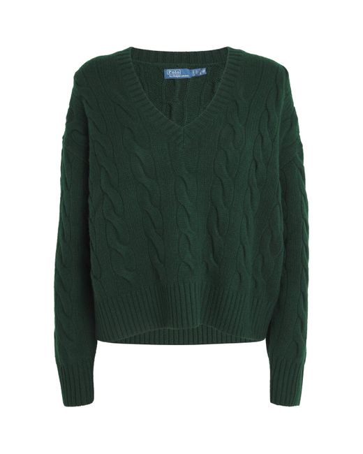 Polo Ralph Lauren Wool-Cashmere Cable-Knit Sweater in Green | Lyst