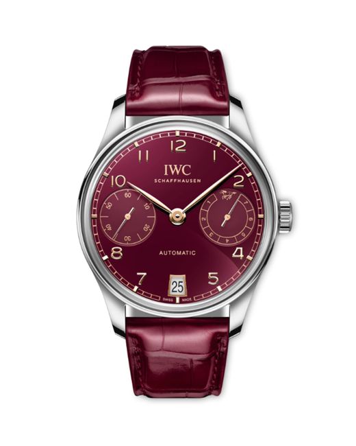 IWC Schaffhausen Stainless Steel Portugieser Automatic Watch in Red for ...