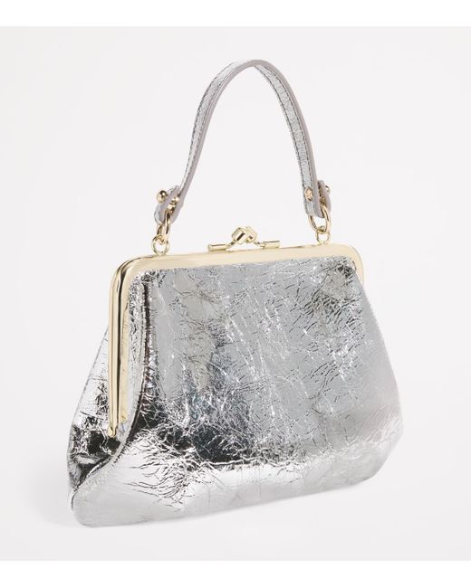 Vivienne Westwood Metallic Leather Granny Frame Shoulder Bag in Gray | Lyst