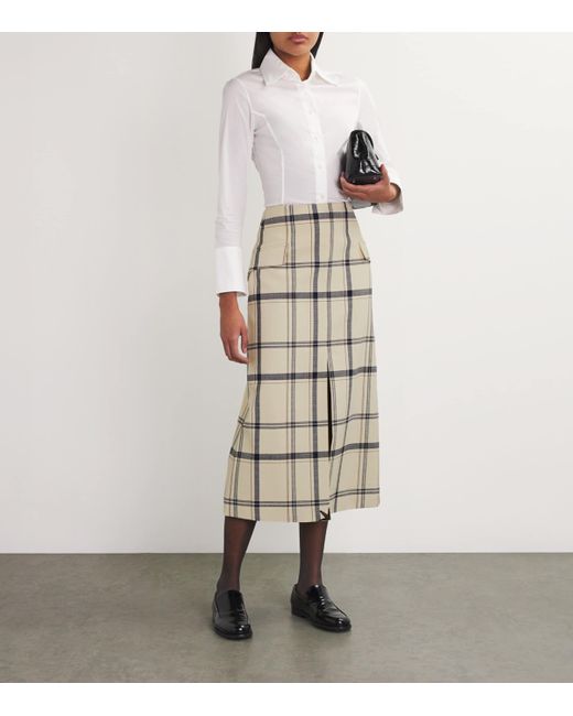 Camilla & Marc Corelia Check Midi Skirt in Natural | Lyst