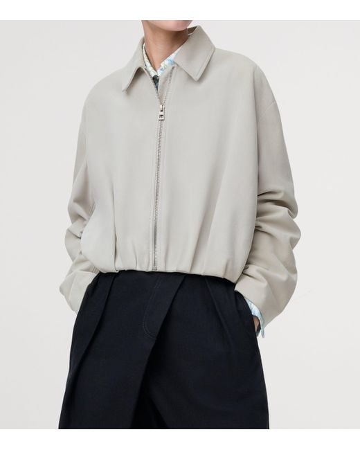Loewe Draped Suede Jacket in Gray | Lyst