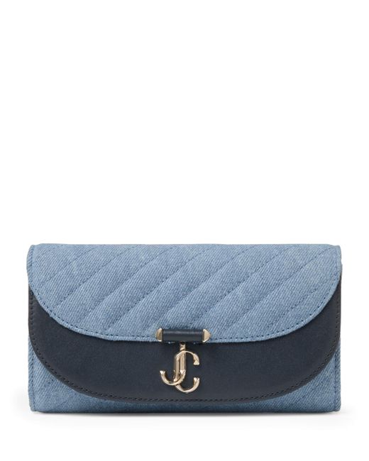 Jimmy Choo Denim Curve Wallet On Chain in Blue | Lyst