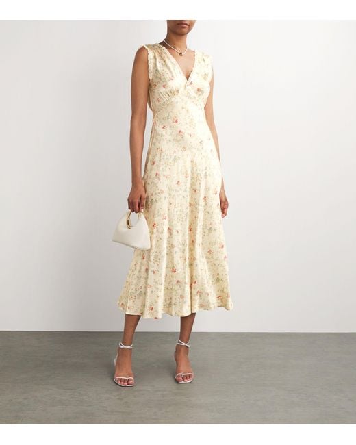 Doen Silk Floral Tahlia Midi Dress in Metallic | Lyst