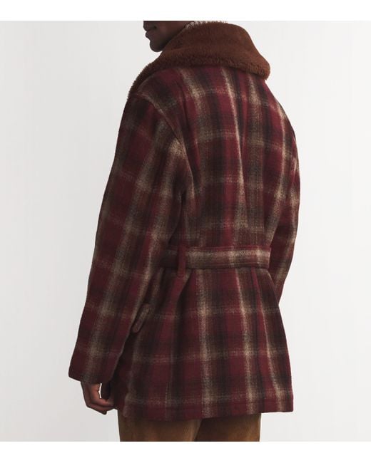 Polo Ralph Lauren Plaid Shearling-Collar Ranch Jacket in Brown for Men ...