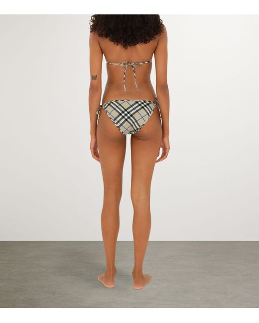 Burberry Check Bikini Briefs in White | Lyst