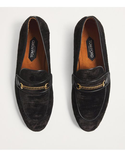 Tom Ford Velvet Liam Chain-Detail Loafers in Black for Men | Lyst
