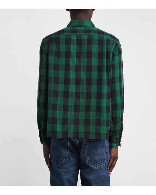 Polo Ralph Lauren Cotton Flannel Check Overshirt in Green for Men | Lyst